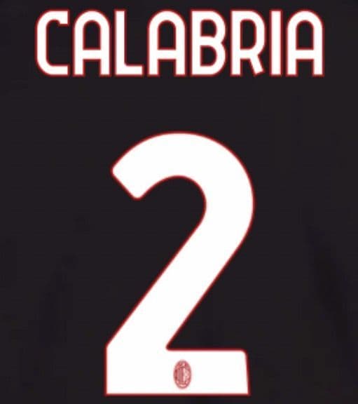 2022-23 AC Milan Home Shirt CALABRIA 2 Official Stilscreen Name Number Set