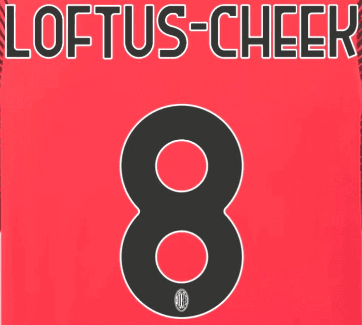 2023-24 AC Milan Home Shirt LOFTUS-CHEEK 8 Official Stilscreen Name Number Set