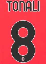 2023-24 AC Milan Home Shirt TONALI 8 Official Stilscreen Name Number Set