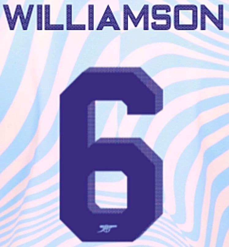 2023-24 Arsenal Club Cup Style Away Shirt WILLIAMSON 6 Official Player ...