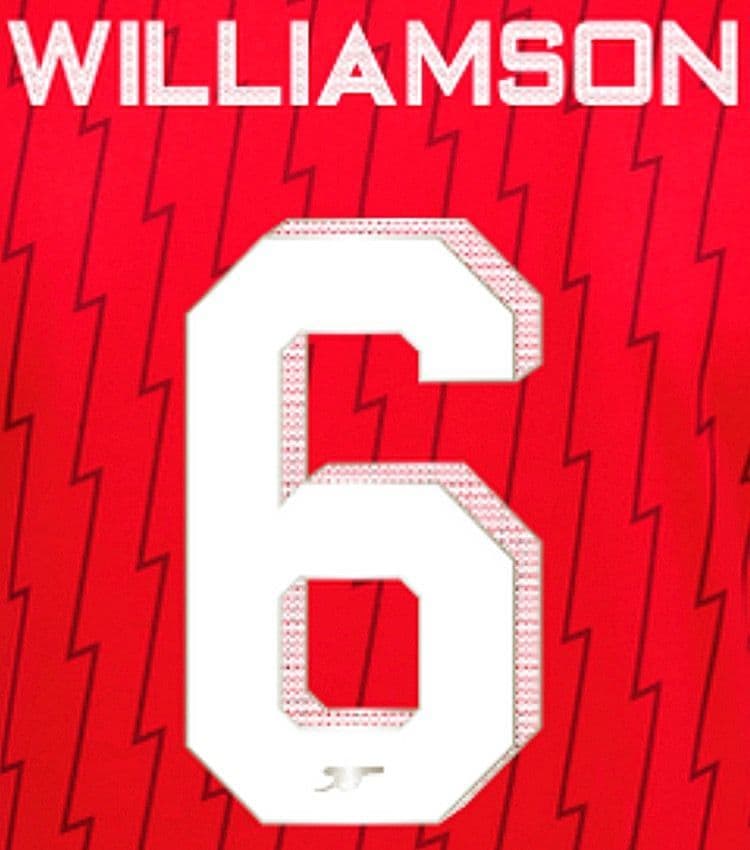 2023-24 Arsenal Club Cup Style Home Shirt WILLIAMSON 6 Official Player ...