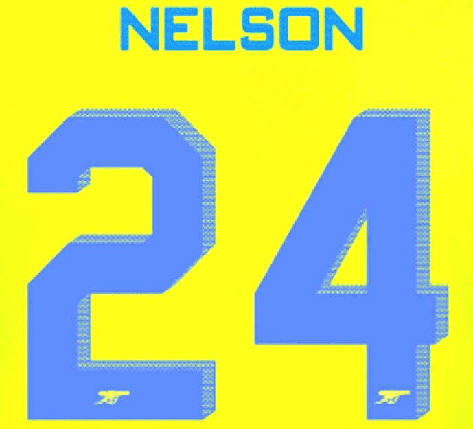 2023-24 Arsenal UCL & FA CUP Away Shirt NELSON 24 Official Player Issue ...