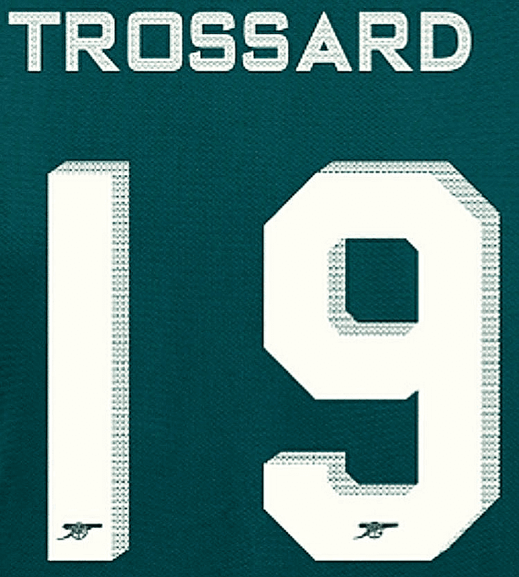 2023-24 Arsenal UCL & FA CUP Third Shirt TROSSARD 19 Official Player Issue Size Name Number Set