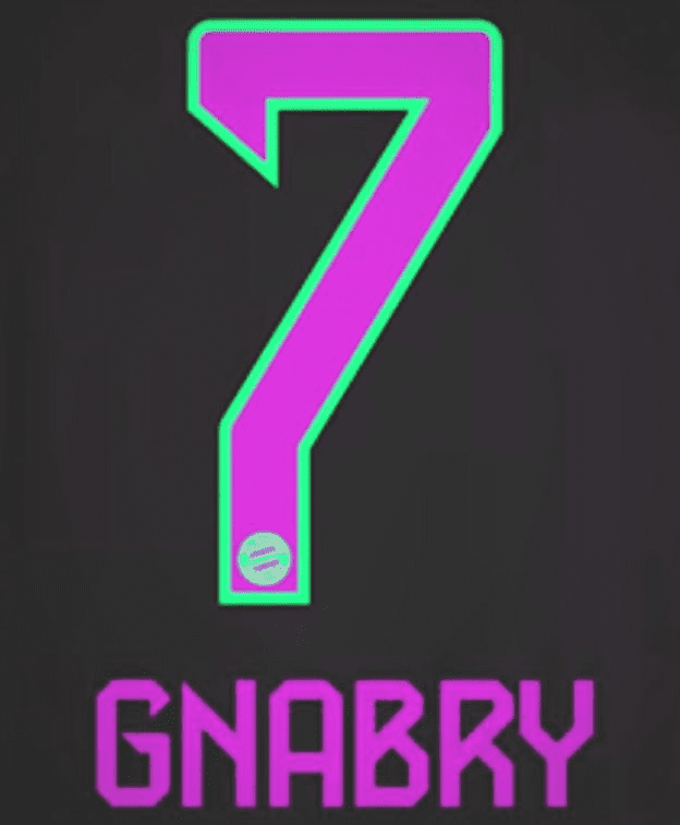 2023-24 Bayern Munich Away Shirt GNABRY 7 Official Football Name Number Set