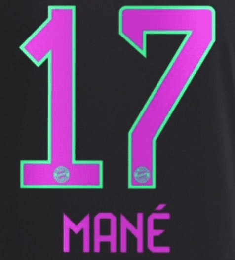 2023-24 Bayern Munich Away Shirt MANE 17 Official Football Name Number Set