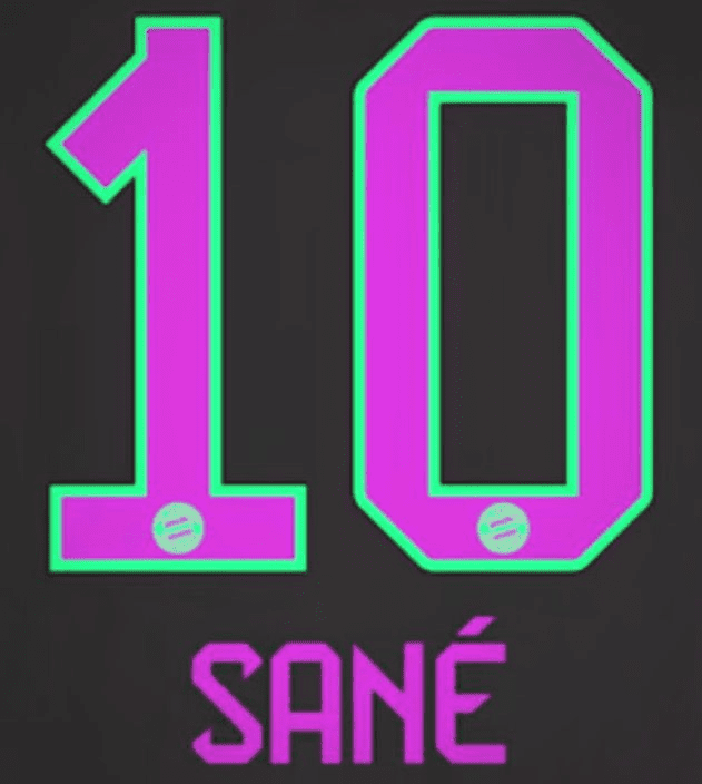 2023-24 Bayern Munich Away Shirt SANE 10 Official Football Name Number Set