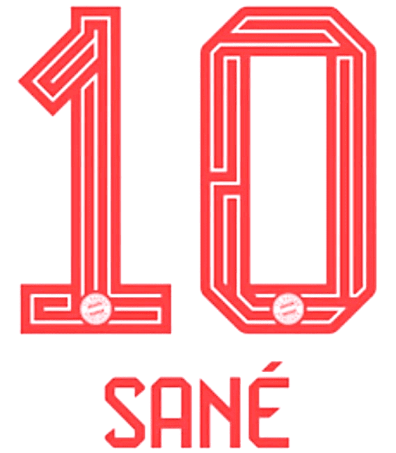 2023-24 Bayern Munich Home Shirt SANE 10 Official Football Name Number Set
