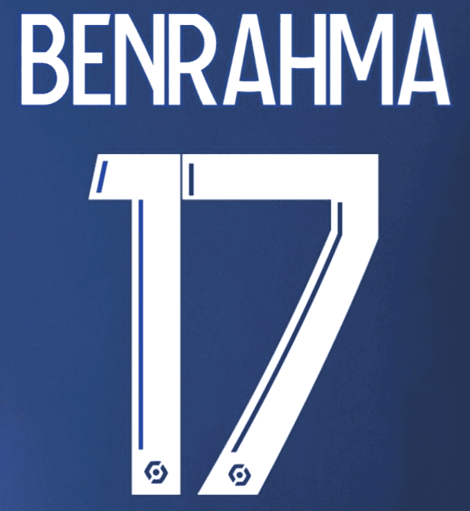 2023-24 Olympique Lyonnais Lyon BENRAHMA 17 Third Shirt Official Player Issue Name Number Set