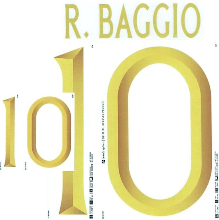 2023 Italy 125TH ANNIVERSARY White/Gold Shirt R BAGGIO 10 Official Player Issue Name Number Set