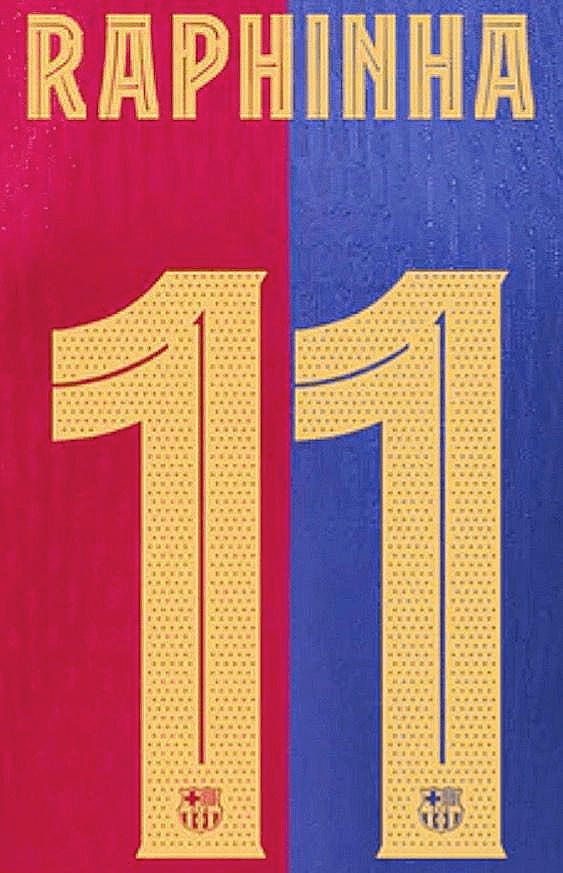 2024-25 Barcelona UCL Home Shirt RAPHINHA 11 Official Player Issue Size ...