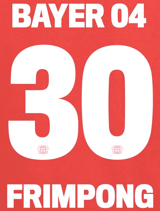 2024-25 Bayer Leverkusen Home Shirt FRIMPONG 30 Official Player Issue ...