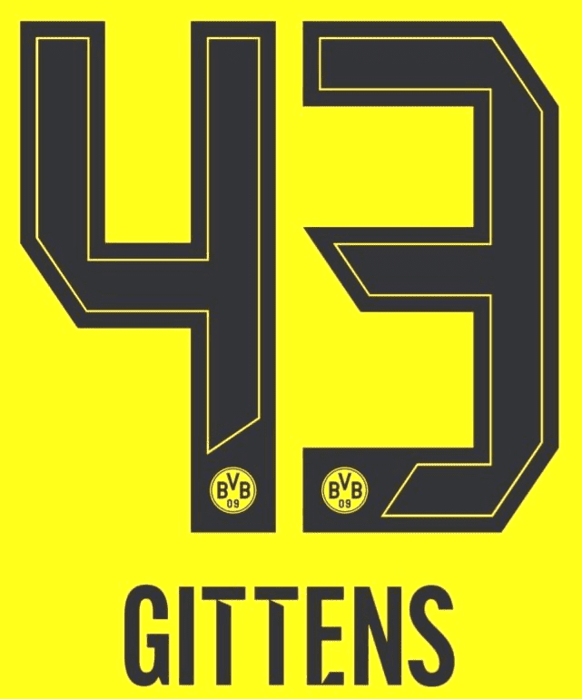 2024-25 Dortmund BVB Home/Third Shirt GITTENS 43 Official Player Issue ...