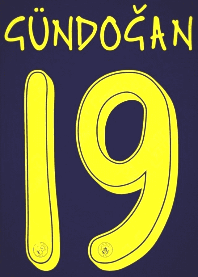 2024-25 Manchester City UCL Away Shirt GUNDOGAN 19 Official Player Issue Size Name Number Set