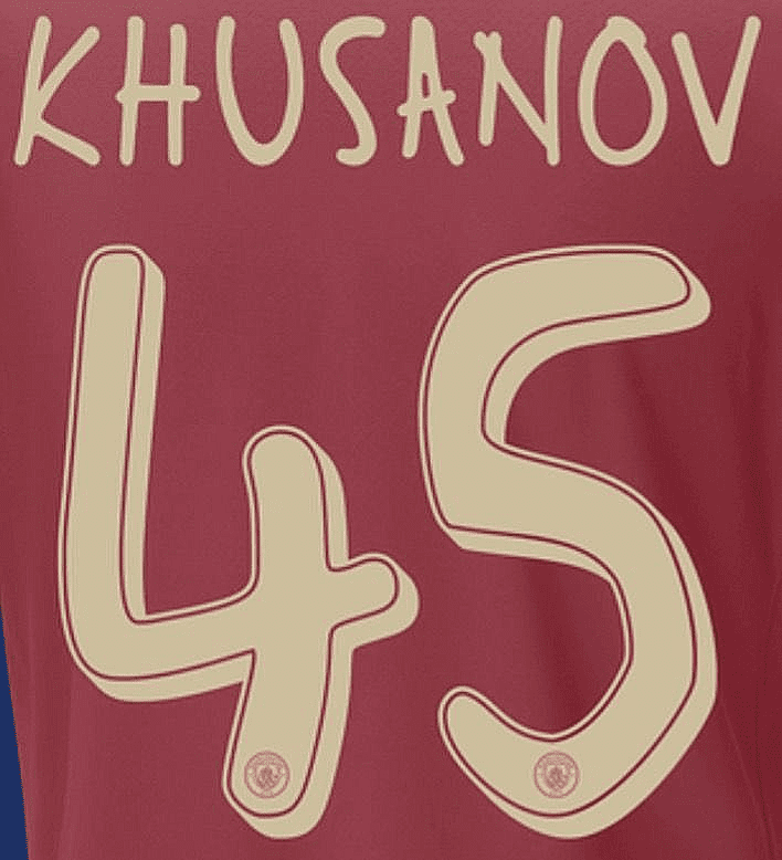 2024-25 Manchester City UCL Third Shirt KHUSANOV 45 Official Player Issue Size Name Number Set