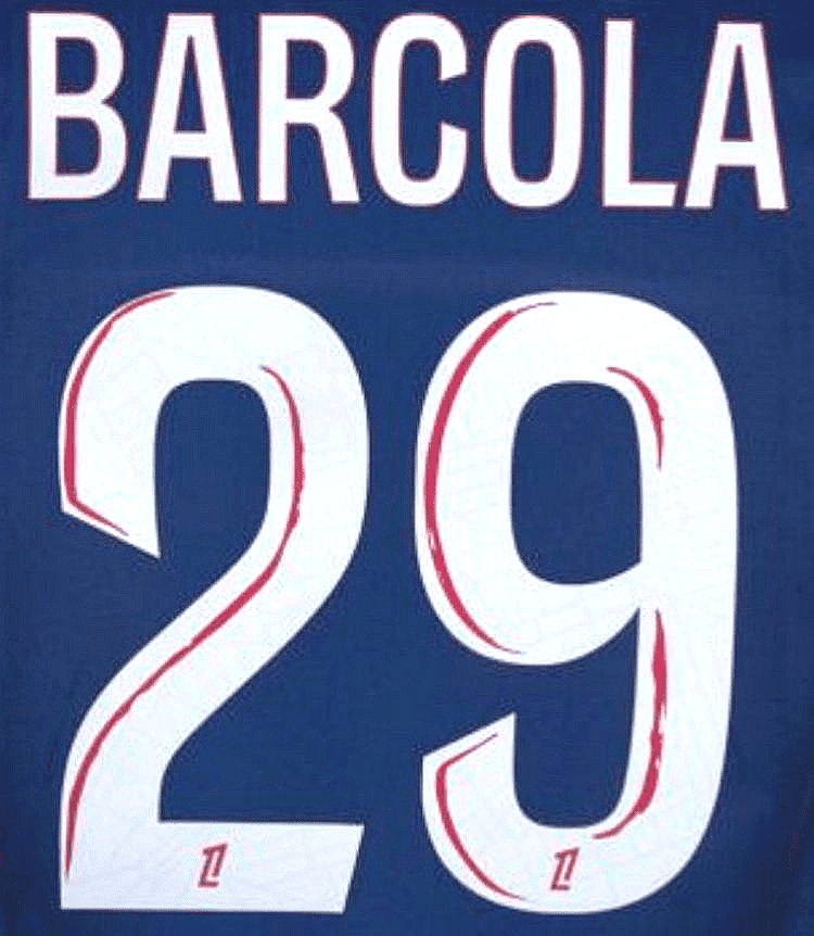 2024-25 PSG Paris LIGUE 1 Home Shirt BARCOLA 29 Official Player Issue ...