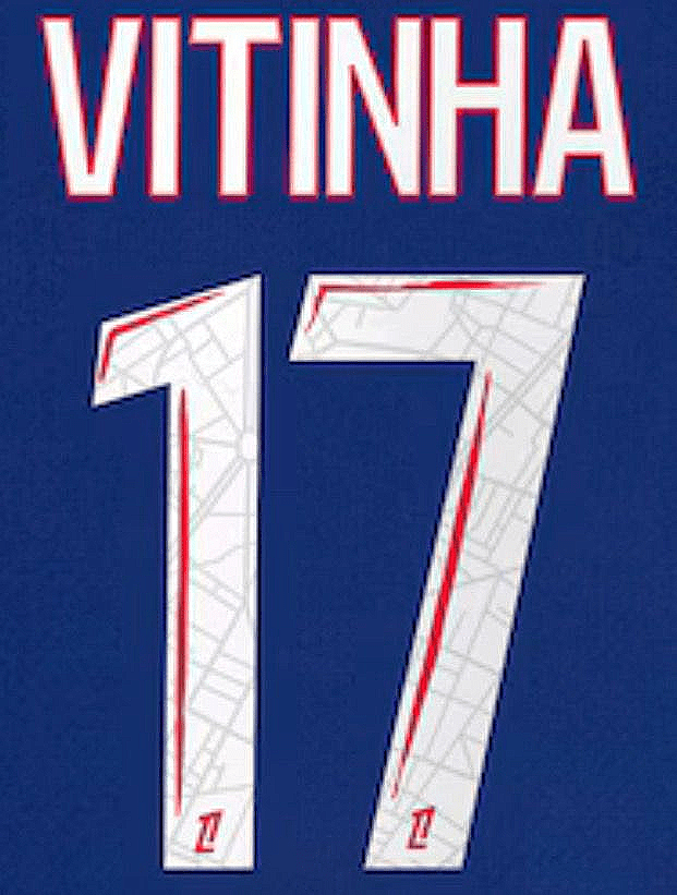 2024-25 PSG Paris LIGUE 1 Home Shirt VITINHA 17 Official Player Issue ...