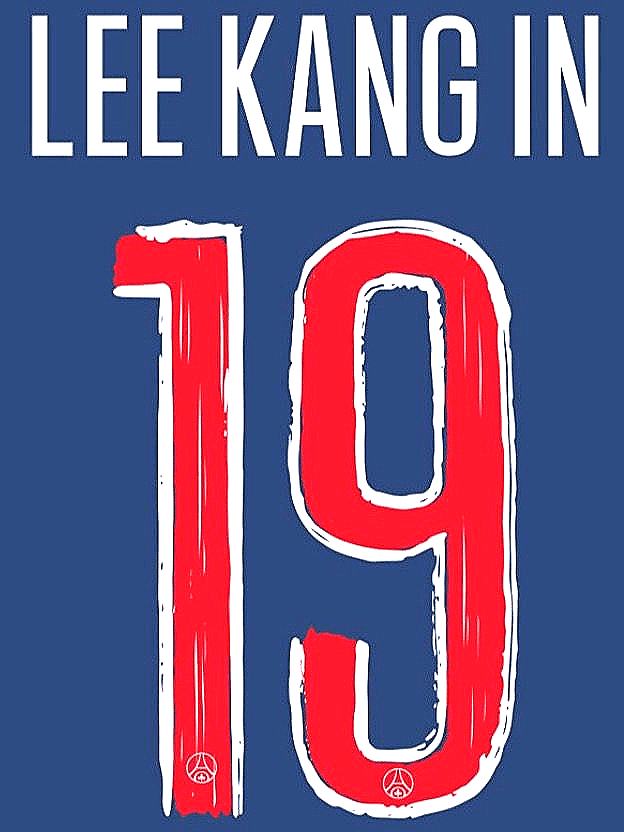 2024-25 PSG Paris St Germain UCL Home Shirt LEE KANG IN 19 Official Player Issue Name Number Set