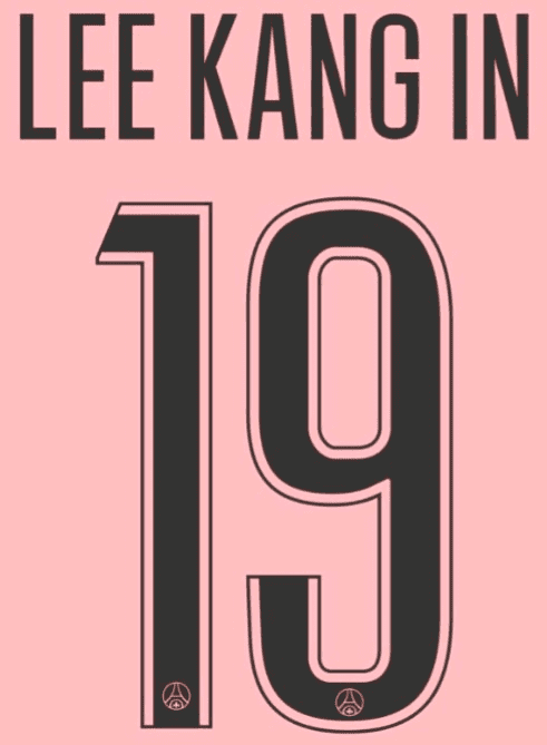 2024-25 PSG Paris St Germain UCL Third Shirt LEE KANG IN 19 Official Player Issue Name Number Set