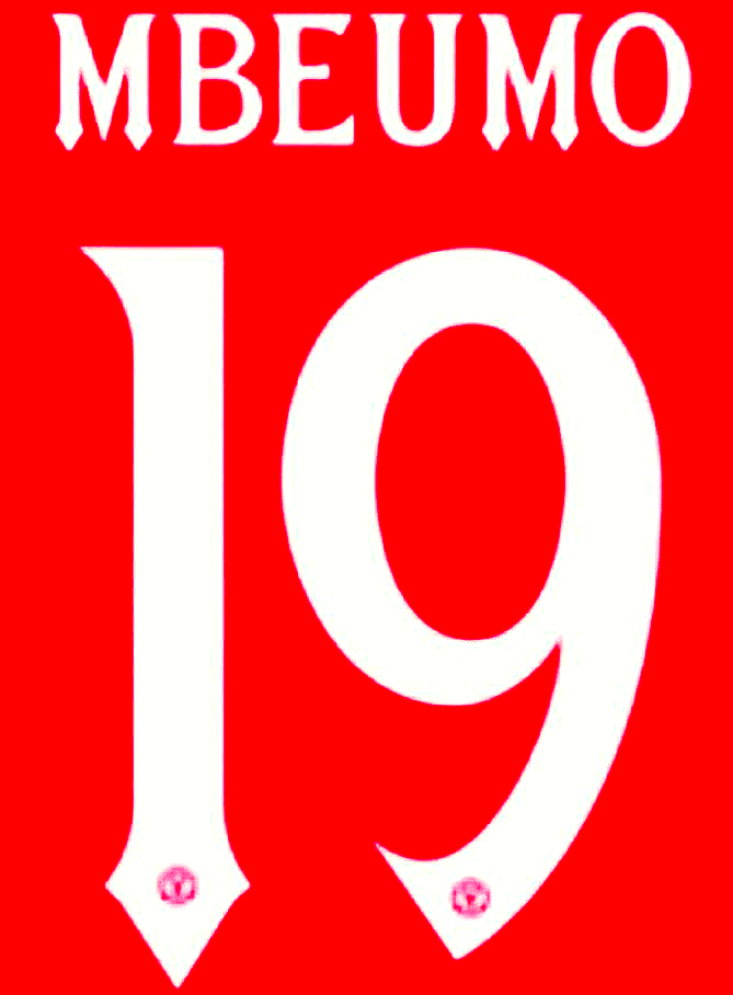 2025-26 Manchester United CARABAO/FA CUP Home Shirt MBEUMO 19 Official Player Issue Name Number Set