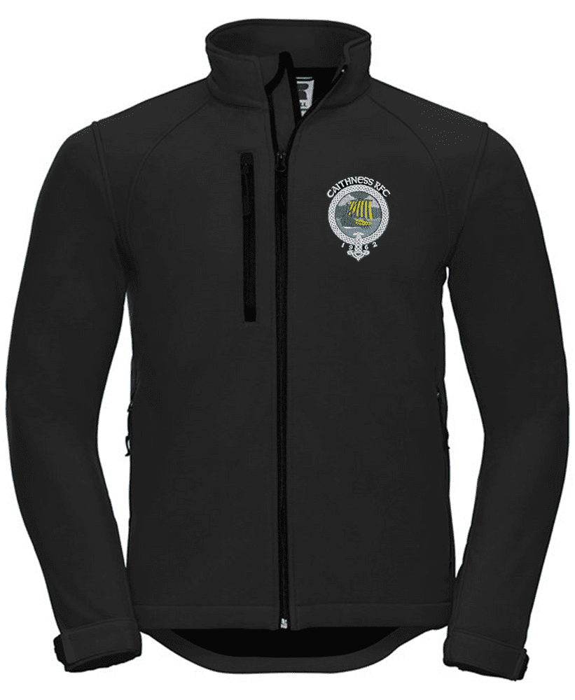 CAITHNESS RUGBY FOOTBALL CLUB SOFSHELL JACKET WITH FULL COLOUR NEW ...