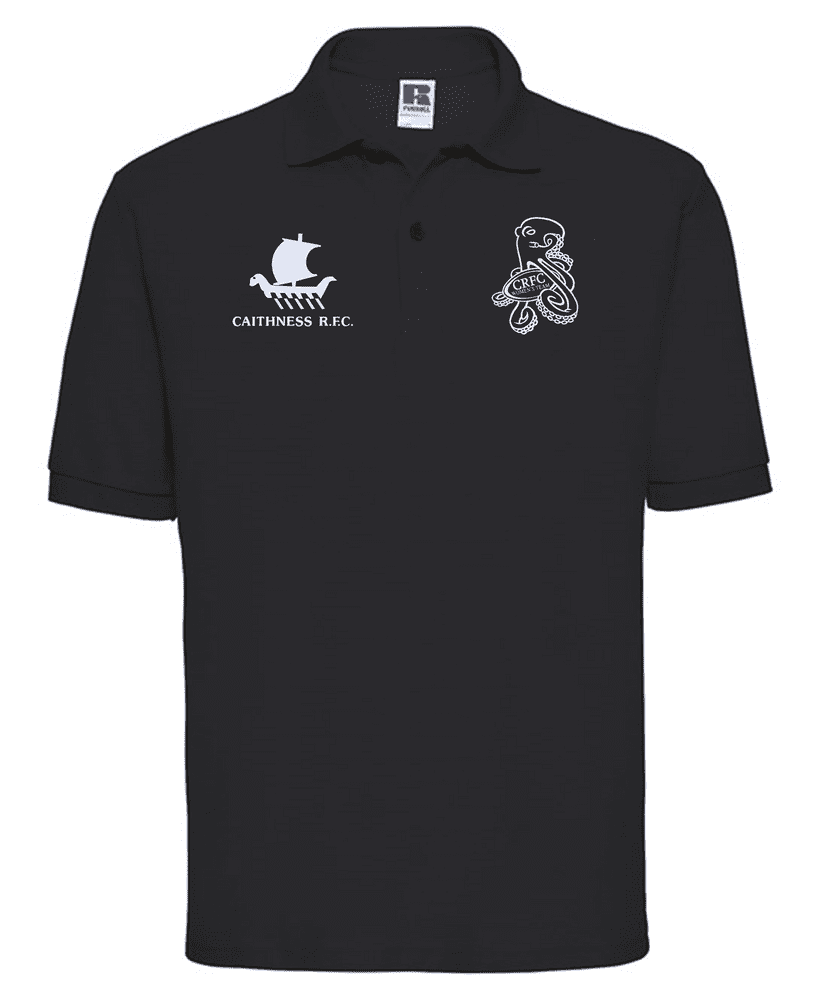 CAITHNESS WOMEN S RUGBY FOOTBALL CLUB ADULT BLACK POLO SHIRT WITH 2 ...