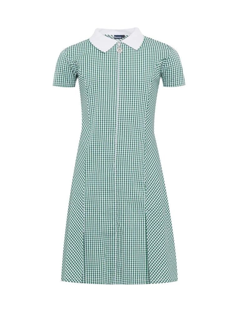 KEISS PRIMARY SCHOOL GREEN GINGHAM DRESS WITH EMBROIDERED LOGO