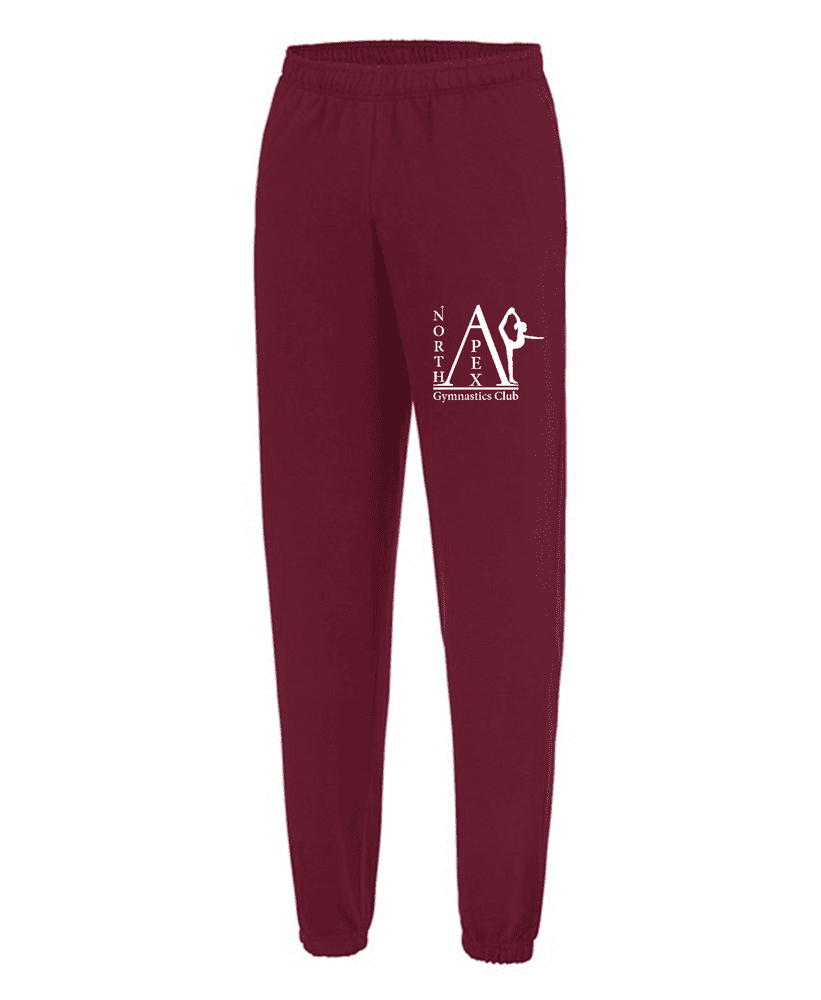 NORTH APEX ADULTS BURGUNDY CUFFED SWEATPANTS WITH DTF PRINT ON LEFT LEG