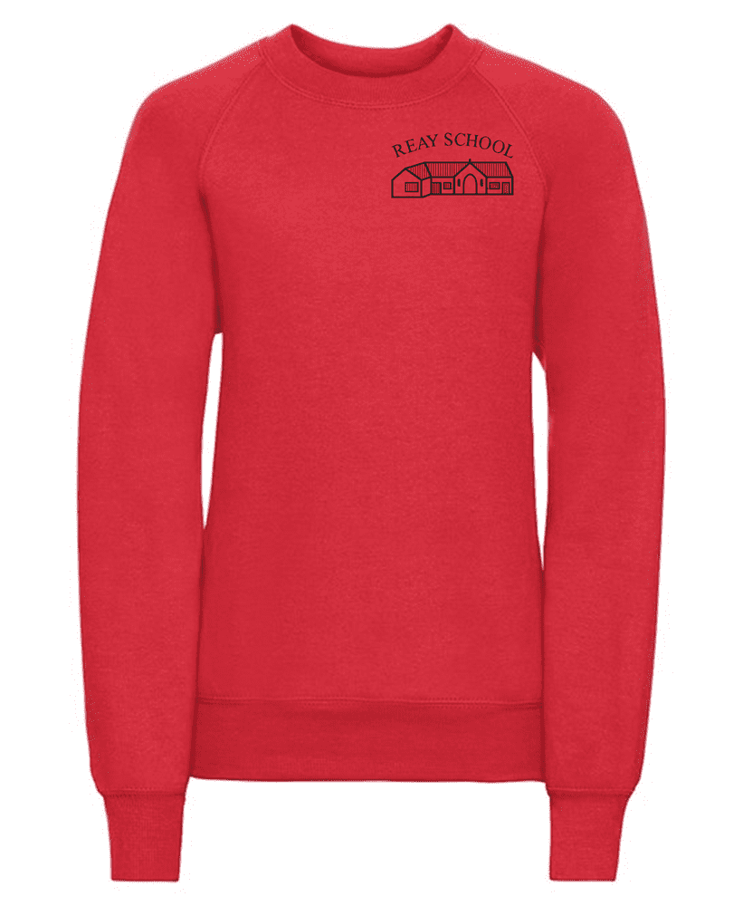 REAY PRIMARY SCHOOL BRIGHT RED SWEATSHIRT WITH EMBROIDERED LOGO