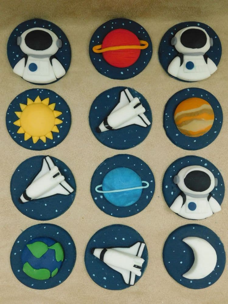 12 Space Theme Cupcake Toppers