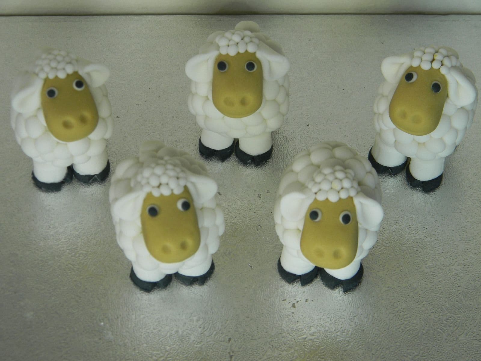 Flock of 5 Sheep Cake Toppers