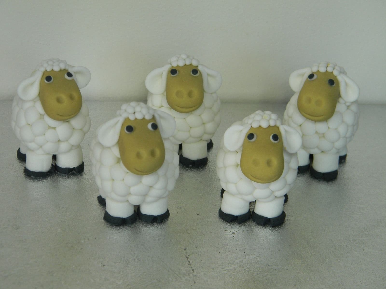 Flock of 5 Sheep Cake Toppers