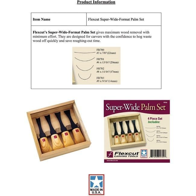 Flexcut Super Wide Format Palm Chisel Set