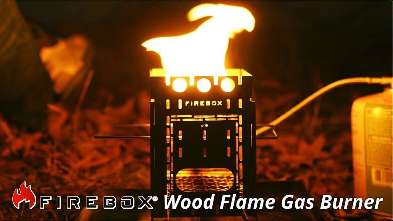 Folding Firebox Wood Flame Gas Burner with Ti Ember Glow Diffuser
