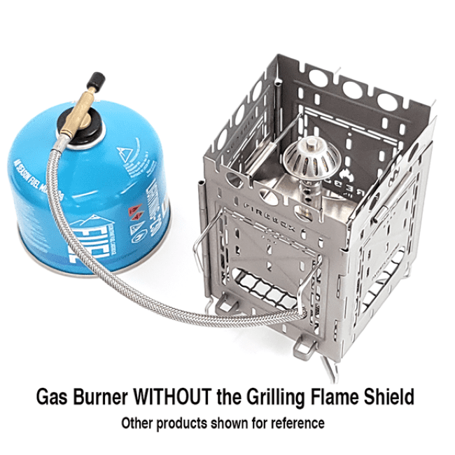 Folding Firebox Wood Flame Gas Burner with Ti Ember Glow Diffuser