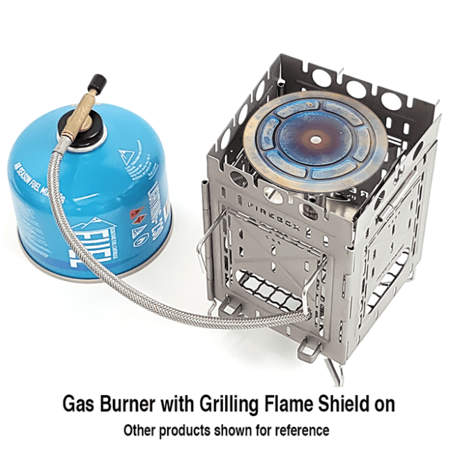 Folding Firebox Wood Flame Gas Burner with Ti Ember Glow Diffuser
