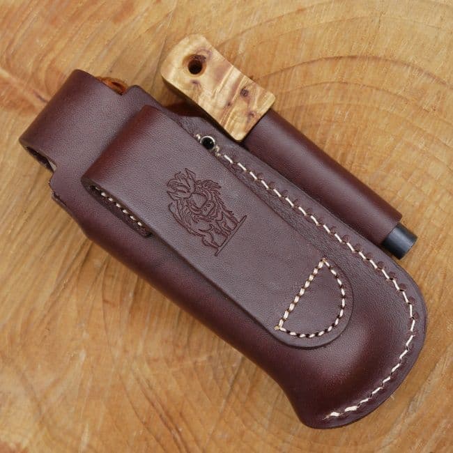TBS Leather Large Folding Knife Pouch with Firesteel Loop
