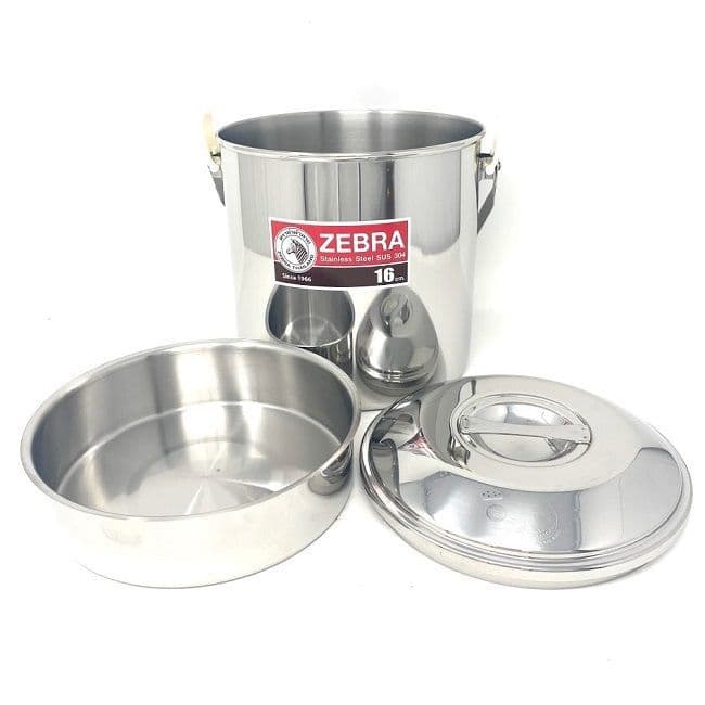 Zebra Stainless Steel 16cm Billy Can Tin - Auto Lock Lid