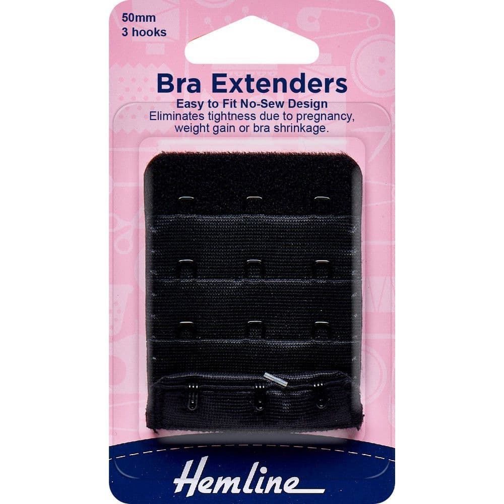 Bra Extenders Easy to Fit No-Sew Design 50mm / 2 Black