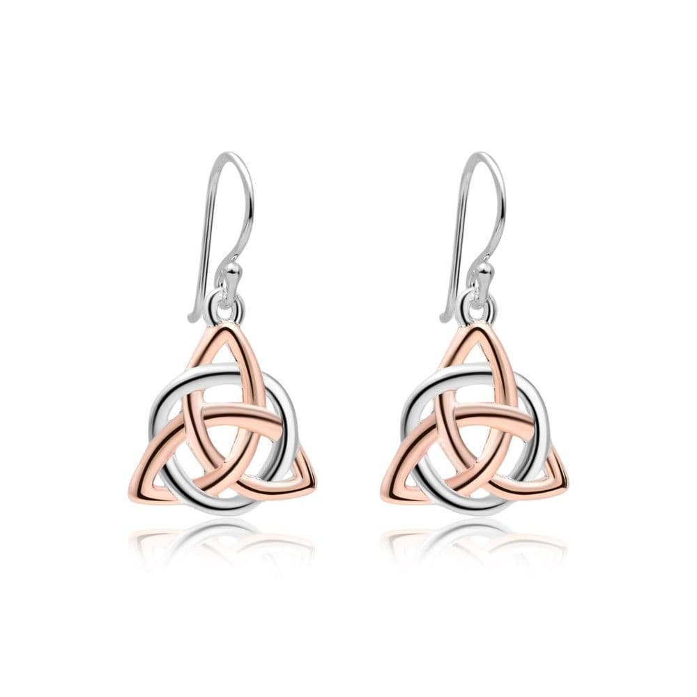 925 Sterling Silver Celtic Drop Earrings With 18K Red Gold