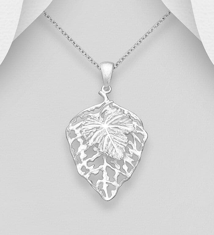 925 Sterling Silver Double Leaf Pendant & Chain
