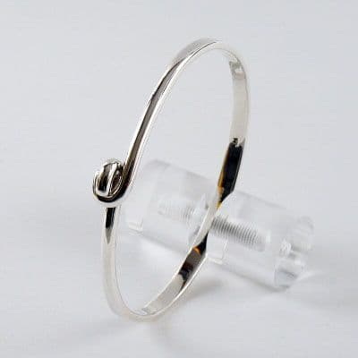 925 Sterling Silver Hand Crafted Solid Bangle With a Unique Opening Catch