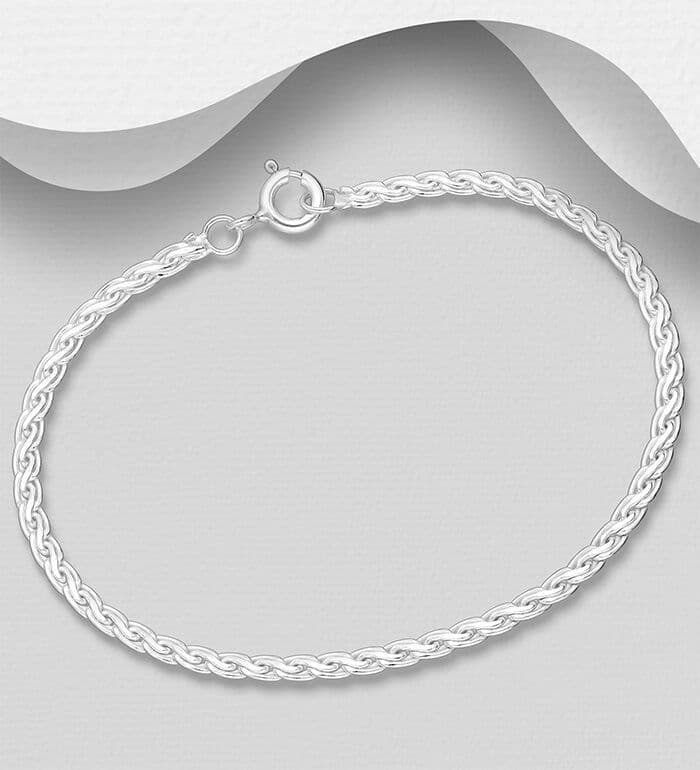 925 Sterling Silver Interlinked Chain Bracelet