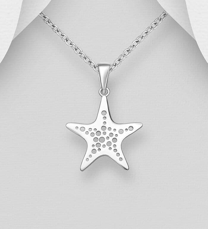 925 Sterling Silver Modern Starfish Pendant & Chain