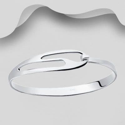 925 Sterling Silver Solid Hand Crafted Designer Bangle That Opens