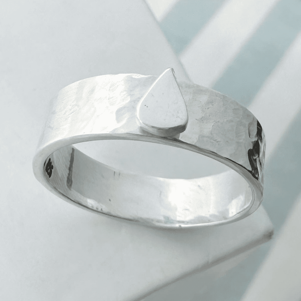 Ashes Silver Tear Drop Ring