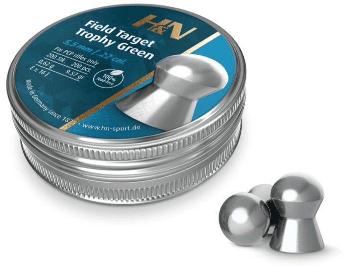 H&N Field Target Trophy Green 22 / 5 5mm Lead Free Domed Pellets