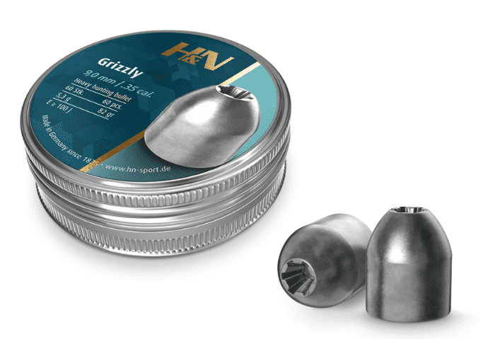 H&N Grizzly Slug 35 / 9mm PCP Heavy Slugs Air Pellets - Full Tin 60 Pellets