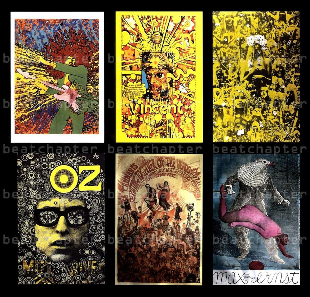 Martin Sharp Postcards Jimi Hendrix Max The Birdman Vincent Van Gough ...