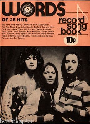 Record Song Book WORDS Magazine PILOT 1-10-1976