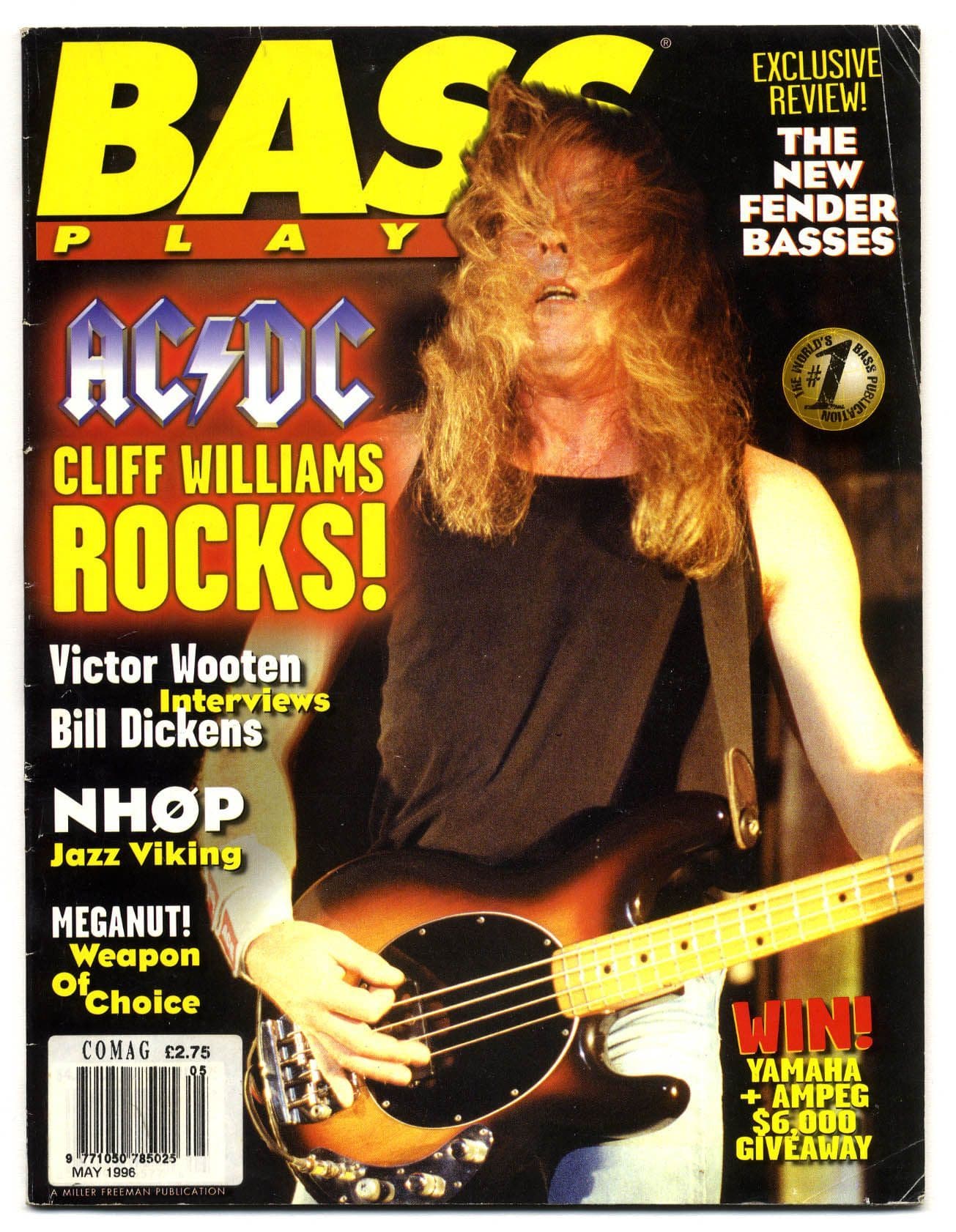 BASS PLAYER MAGAZINE May 1996 AC/DC Cliff Williams Bill Dickens Niels ...